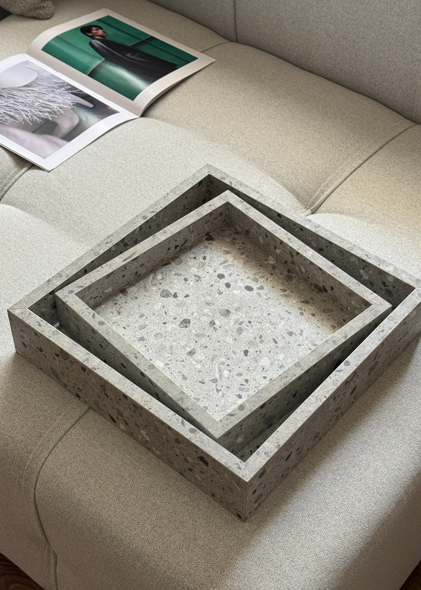 Grey stone squared trays ( Available in 2 Sizes ) – Tashhome